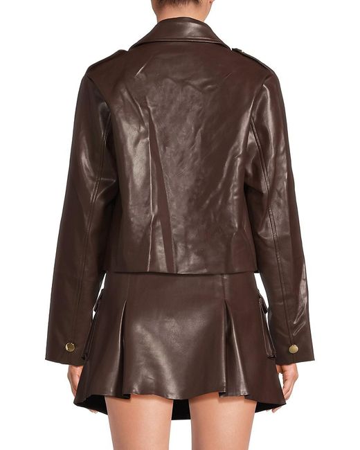 AREA STARS Fallon Faux Leather Jacket in Brown | Lyst UK