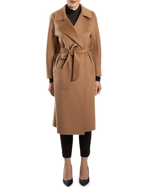 Belle Fare Double-Faced 100% Cashmere Long Coat in Natural | Lyst UK