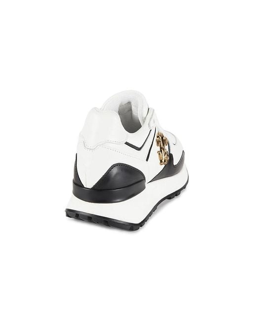Roberto Cavalli Logo Leather Low Top Running Sneakers in White | Lyst