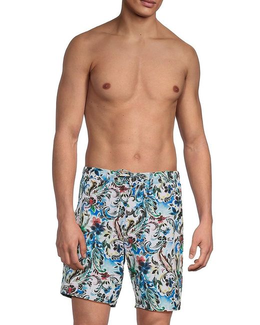 Robert Graham Langsford Floral Drawstring Swim Shorts in Blue for Men ...
