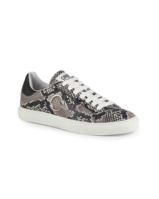 Cavalli Class by Roberto Cavalli Python Embossed Leather Low Top ...