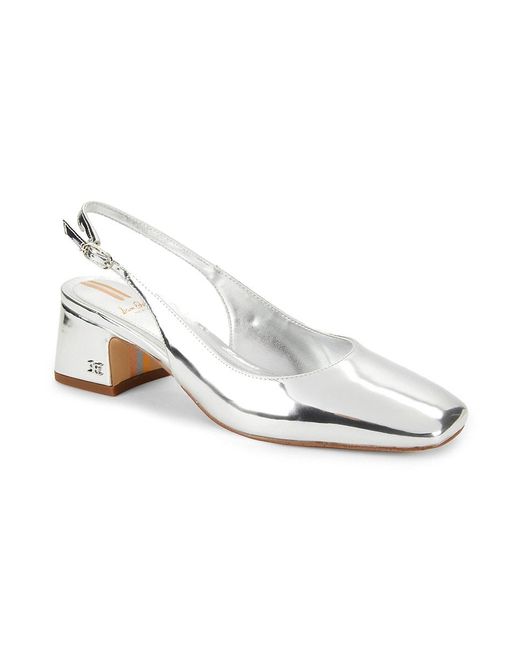 Sam Edelman Terra 50mm Patent Leather Slingback Pumps in White | Lyst