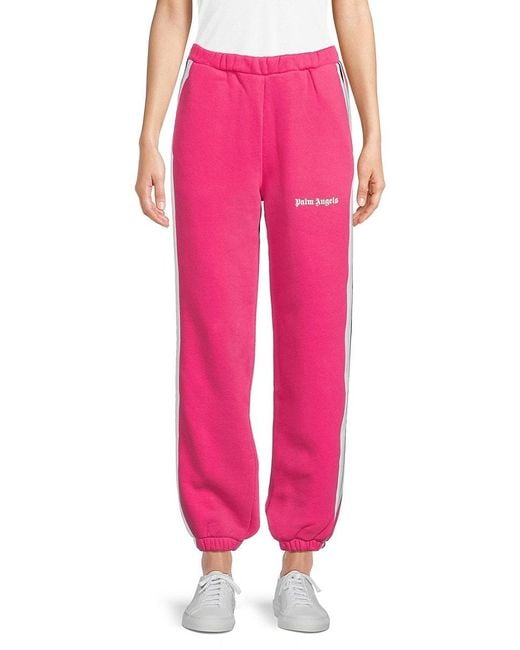 Palm Angels Side-Stripe Cotton Joggers in Pink | Lyst UK