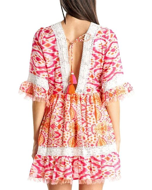 La Moda Clothing Lace Trim Shift Minidress in Red | Lyst