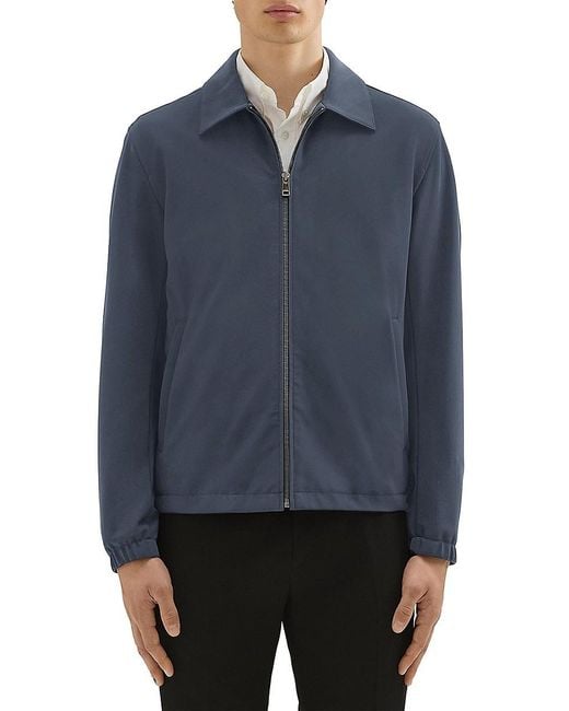 Theory Brody Nylon Zip-Up Jacket in Blue for Men | Lyst