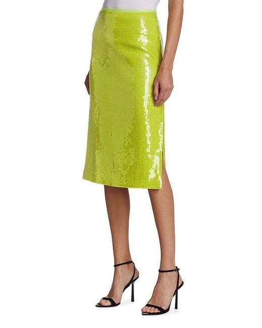 Helmut Lang Sequin Midi Skirt in Green | Lyst