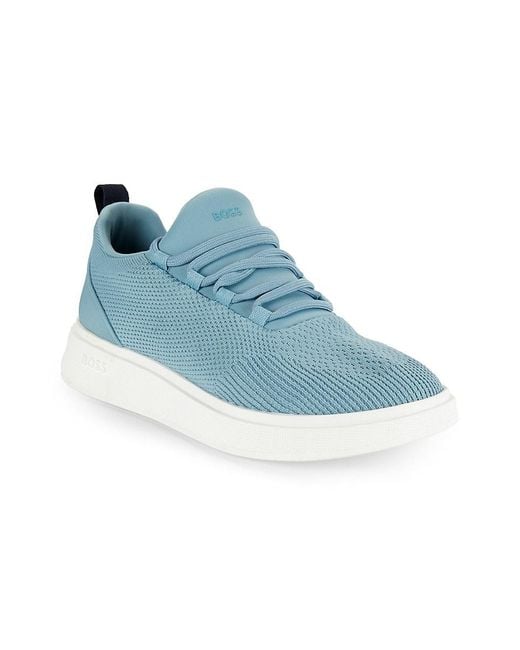 BOSS Bulton Mesh Running Sneakers in Blue for Men | Lyst
