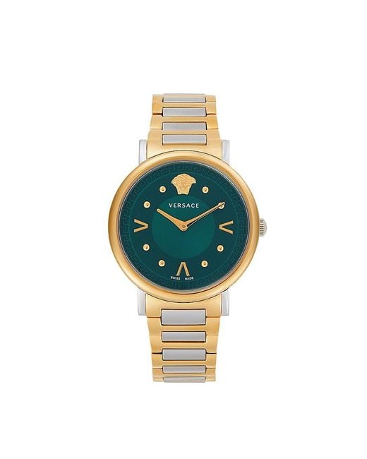 Versace 36mm Two-tone Stainless Steel Bracelet Watch in Green | Lyst