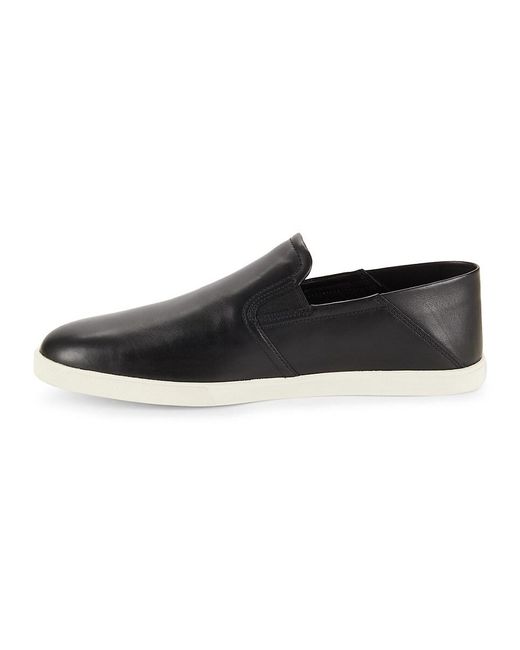 Vince Sanders Leather Slip-on Sneakers in Black for Men | Lyst