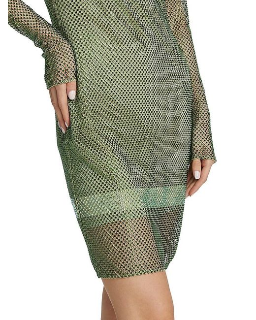 Stella McCartney Netted Hot-Fixed Minidress in Green | Lyst