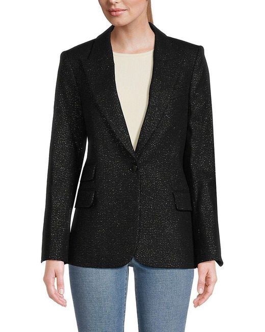 Zadig & Voltaire Venus Sparkle Metallic Wool Blend Blazer in Black | Lyst