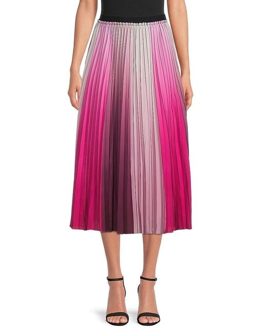Ted Baker Synthetic Pleated Midi Skirt In Pink Lyst