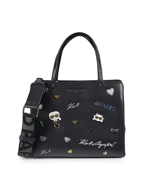 Karl Lagerfeld Maybelle Eyes Mini Satchel in Black | Lyst