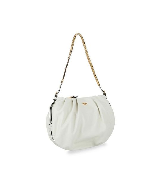 Moschino Mini Lettering Laminated Shoulder Bag in White | Lyst