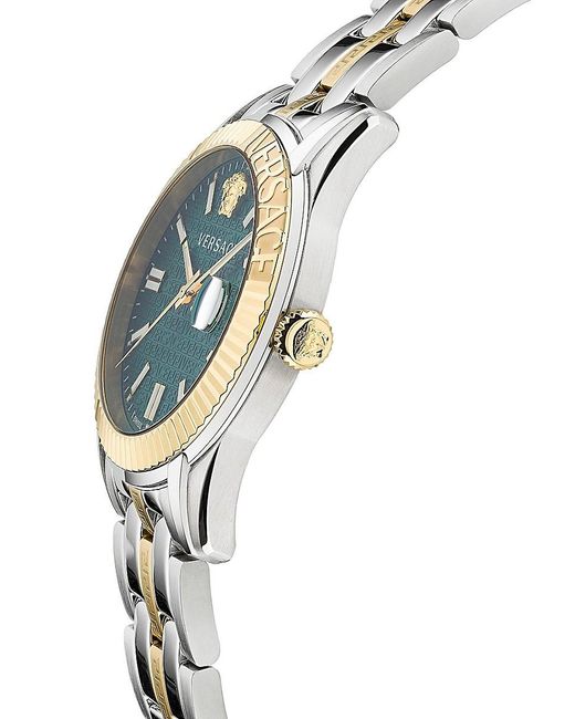 Versace Greca Time Gmt Two-Tone Bracelet Watch/41Mm in Metallic for Men ...