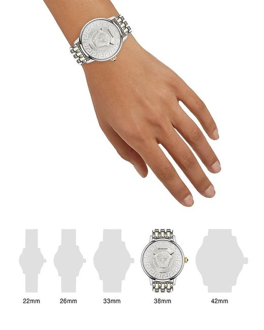 Versace Medusa Alchemy Two-Tone Stainless Steel Watch in White | Lyst