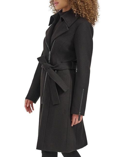 Kenneth Cole Double Breasted Zip Coat in Natural | Lyst