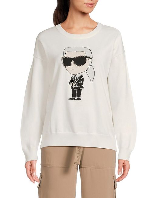 Karl Lagerfeld Embellished Ikon Karl Sweatshirt in White | Lyst UK