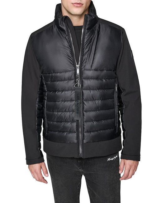 Karl Lagerfeld Mixed Media Quilted Regular-Fit Jacket in Black for Men ...