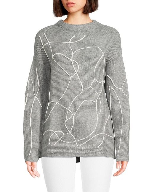 Joseph A Chainstitch Dropped Shoulder Sweater in Gray | Lyst