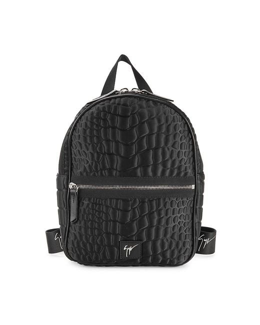 Giuseppe Zanotti Croc-embossed Satin Backpack in Black | Lyst