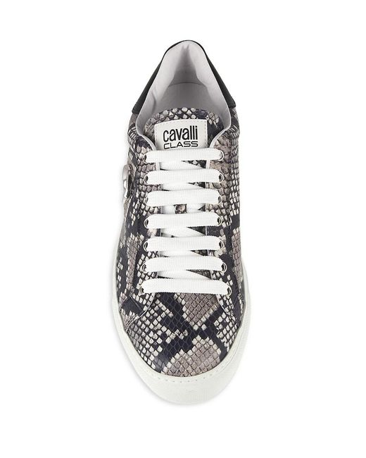 Cavalli Class by Roberto Cavalli Python Embossed Leather Low Top ...