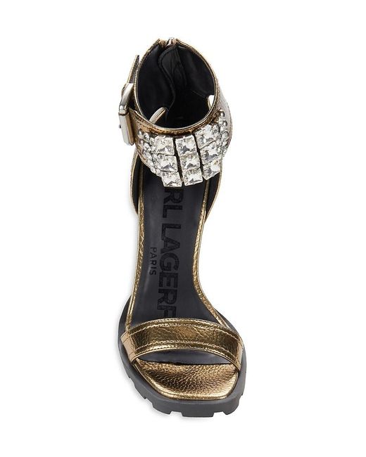 Karl Lagerfeld Malinda Embellished Heel Sandals In Metallic Lyst