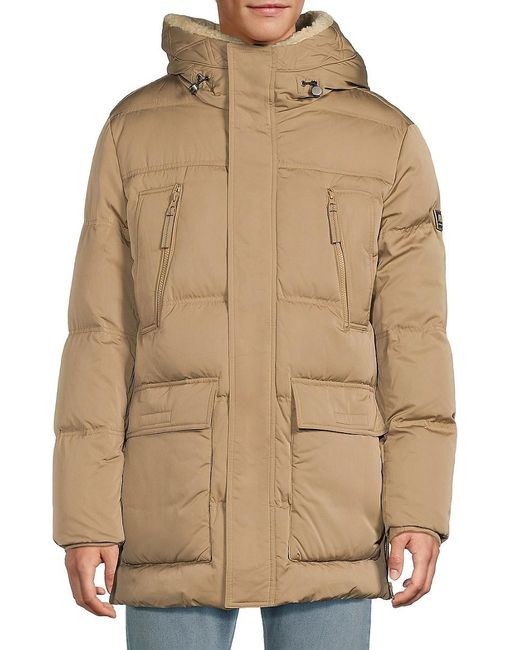 Andrew Marc Mackay Faux Shearling Quilted Puffer Parka in Natural for ...