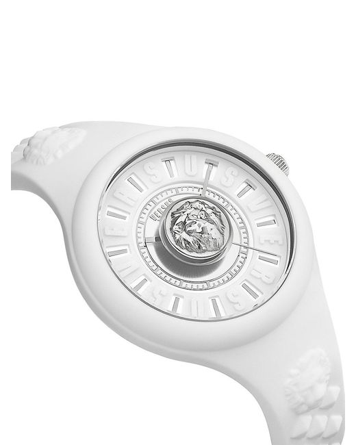 Versus Fire Island 39Mm Lion Silicone Watch in White | Lyst