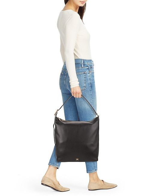 Sam Edelman Kara Leather Hobo Bag in Black | Lyst
