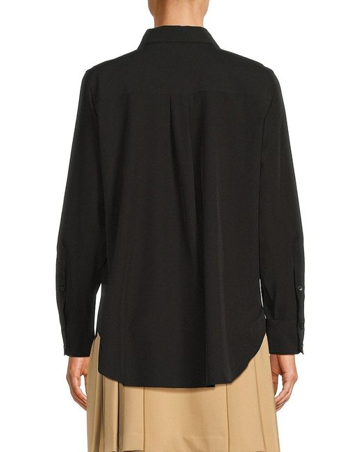 DKNY Hidden Placket Long Sleeve Shirt in Black | Lyst UK