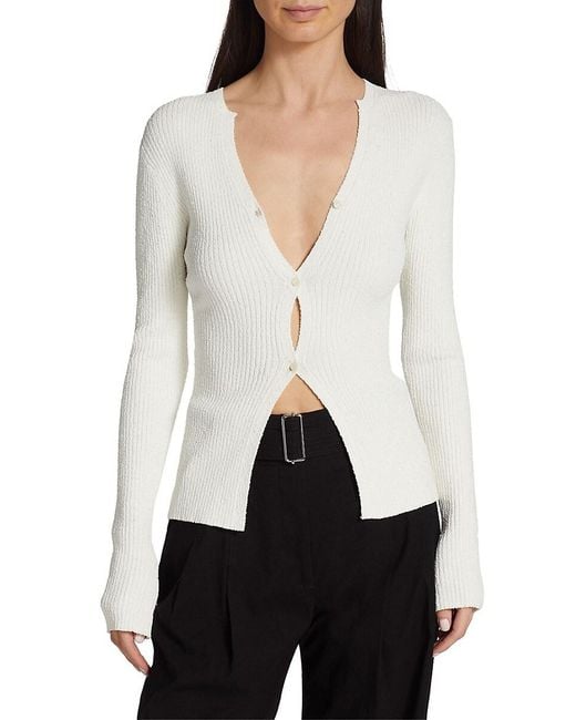 A.L.C. A. .C. Miller Rib-Knit Split Cardigan in White | Lyst