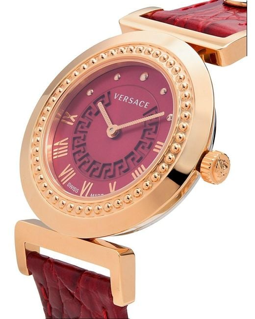 Versace Vanity 35Mm Ip Goldtone Stainless Steel Case & Leather Strap ...