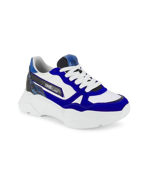 Cavalli Class by Roberto Cavalli Two Tone Logo Running Sneakers in Blue ...