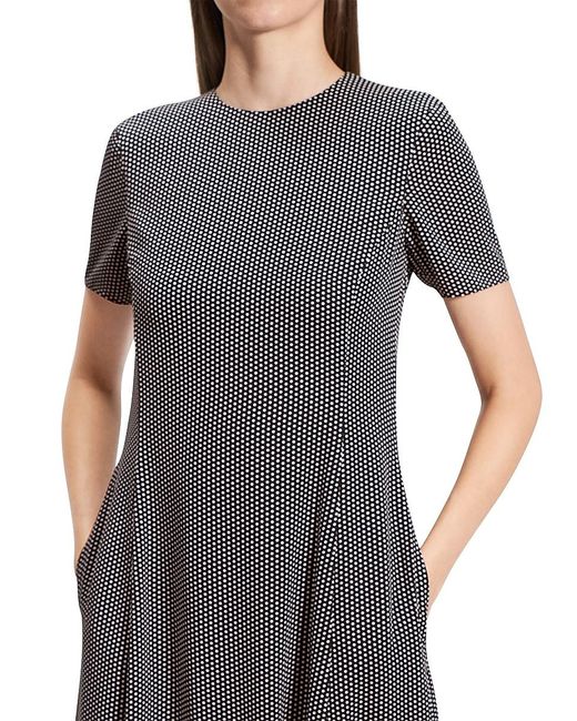 Theory Birdseye A-Line Flare Midi-Dress in Black | Lyst