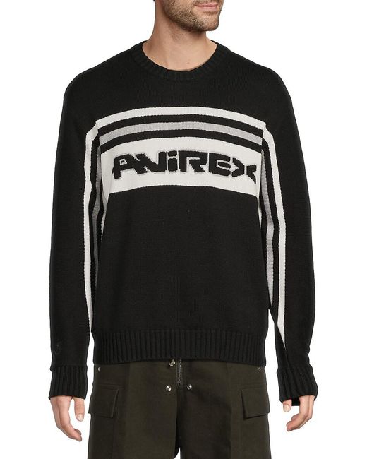 Avirex Racer Colorblocked Logo Sweater in Black for Men | Lyst