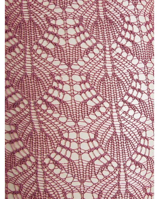 Memoi Inverted Crochet Textured Sheer Tights In Purple Lyst