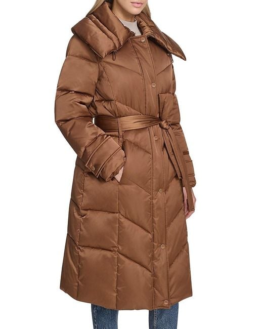 Andrew Marc Palmer Belted Puffer Coat in Black | Lyst UK