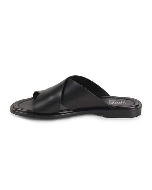 Cavalli Class by Roberto Cavalli Logo Leather Slides in Black for Men ...