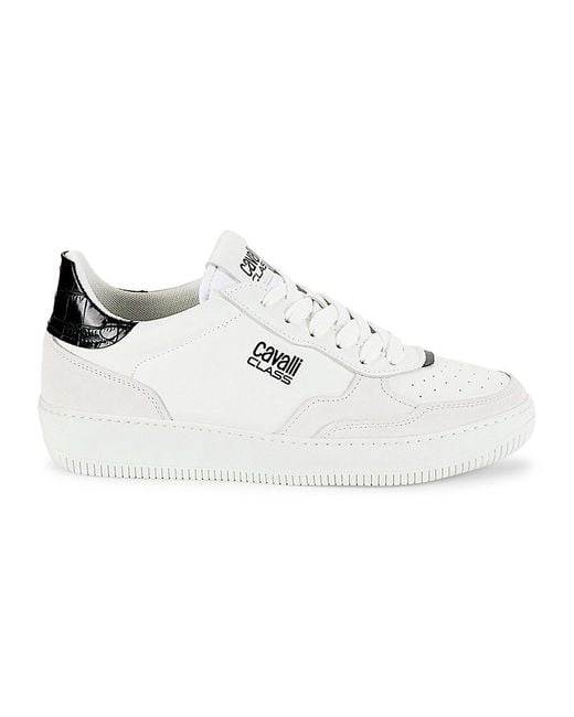 Cavalli Class by Roberto Cavalli Logo Perforated Sneakers in White for ...