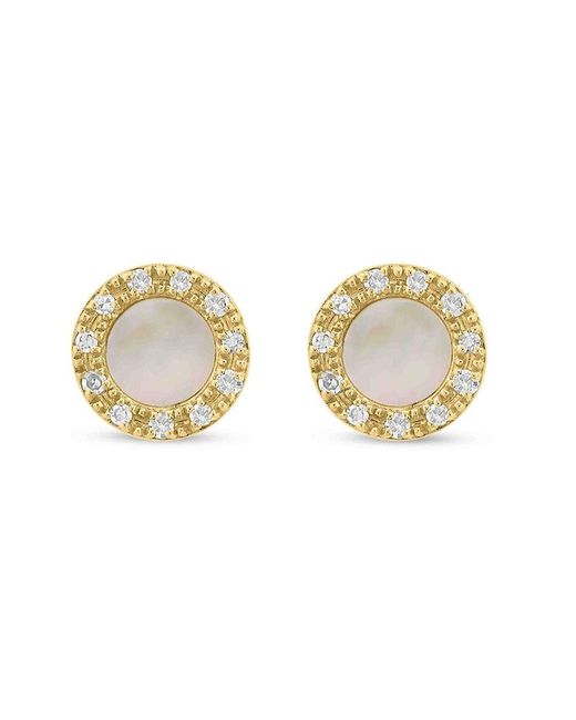 Saks Fifth Avenue 14K, Mother-Of-Pearl & Diamond Stud Earrings in ...