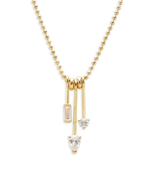 Adriana Orsini 18k Yellow Goldplated Cubic Zirconia Stick Pendant Beaded Necklace in Metallic Lyst UK