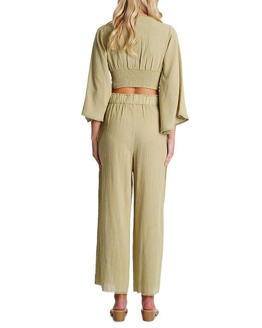 La Moda Clothing Textured Button-Front Two-Piece Pant Set in Yellow | Lyst