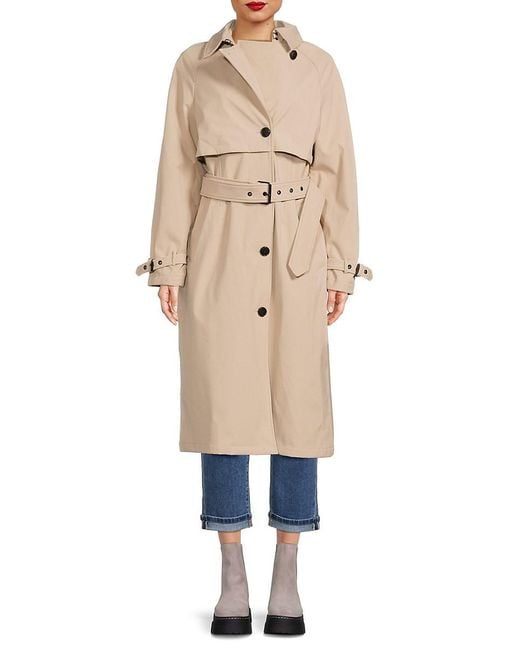 Karl Lagerfeld Storm Flap Longline Trench Coat in Natural | Lyst