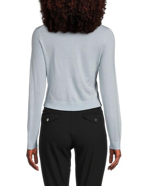 Theory Merino Wool Blend Cropped Cardigan in Gray | Lyst