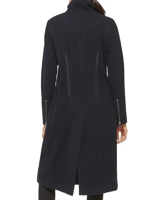 Guess Wool Blend Trench Coat in Black | Lyst