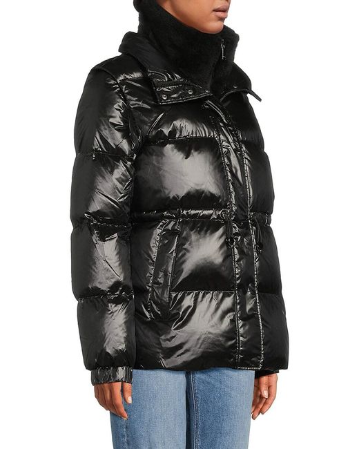 Pajar Halo Faux Fur-Trim Hooded Puffer Jacket in Red | Lyst