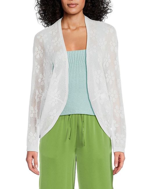 Joseph A Mesh Open Front Cardigan in Green | Lyst