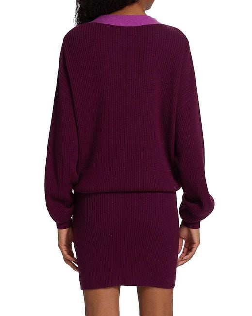 Ramy Brook Andrea V-Neck Mini Sweater Dress in Purple | Lyst