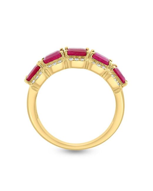 Effy 14K, Ruby & Diamond Band Ring in Pink | Lyst